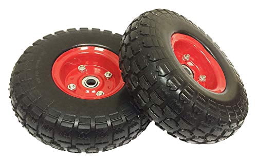 Heavy Duty Flat Free 10 Inch Tire Wheels, Extra Wide for Wagon, Dolly ...
