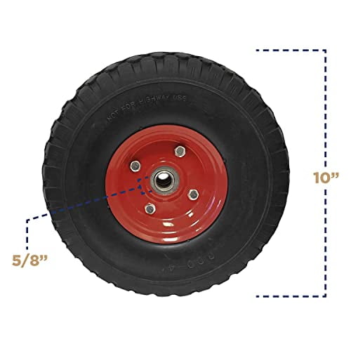 Heavy Duty Flat Free 10 Tire Wheels Extra Wide Tires for Wagon Dolly ...