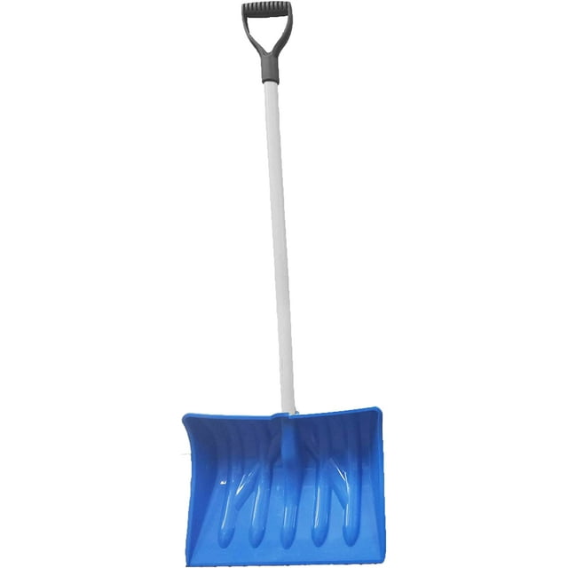 Heavy Duty Flat Snow Shovel with Sturdy D-Grip Metal Handle, 18" Blue ...