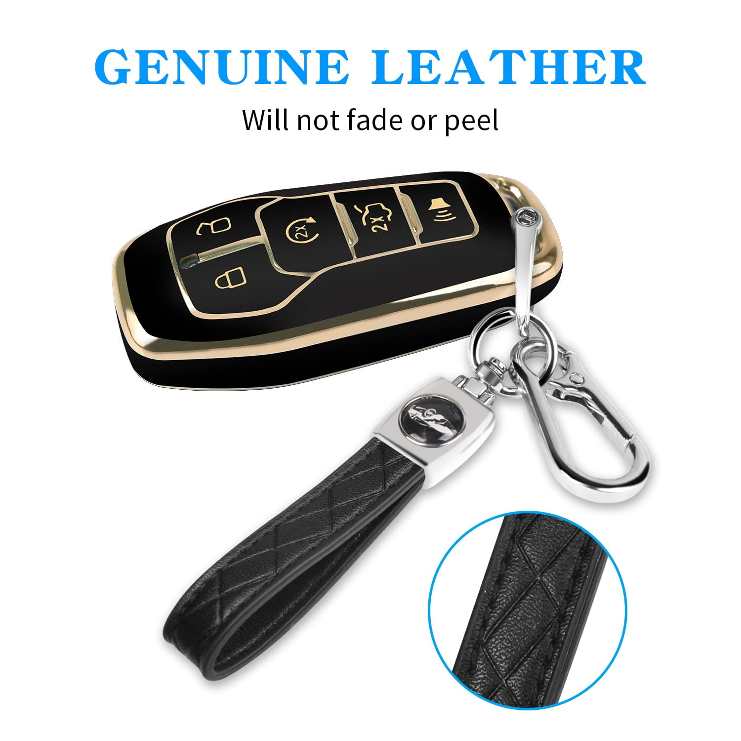 Heavy-Duty Flexible TPU Full-Body Key Fob Case with Metal Keychain for ...