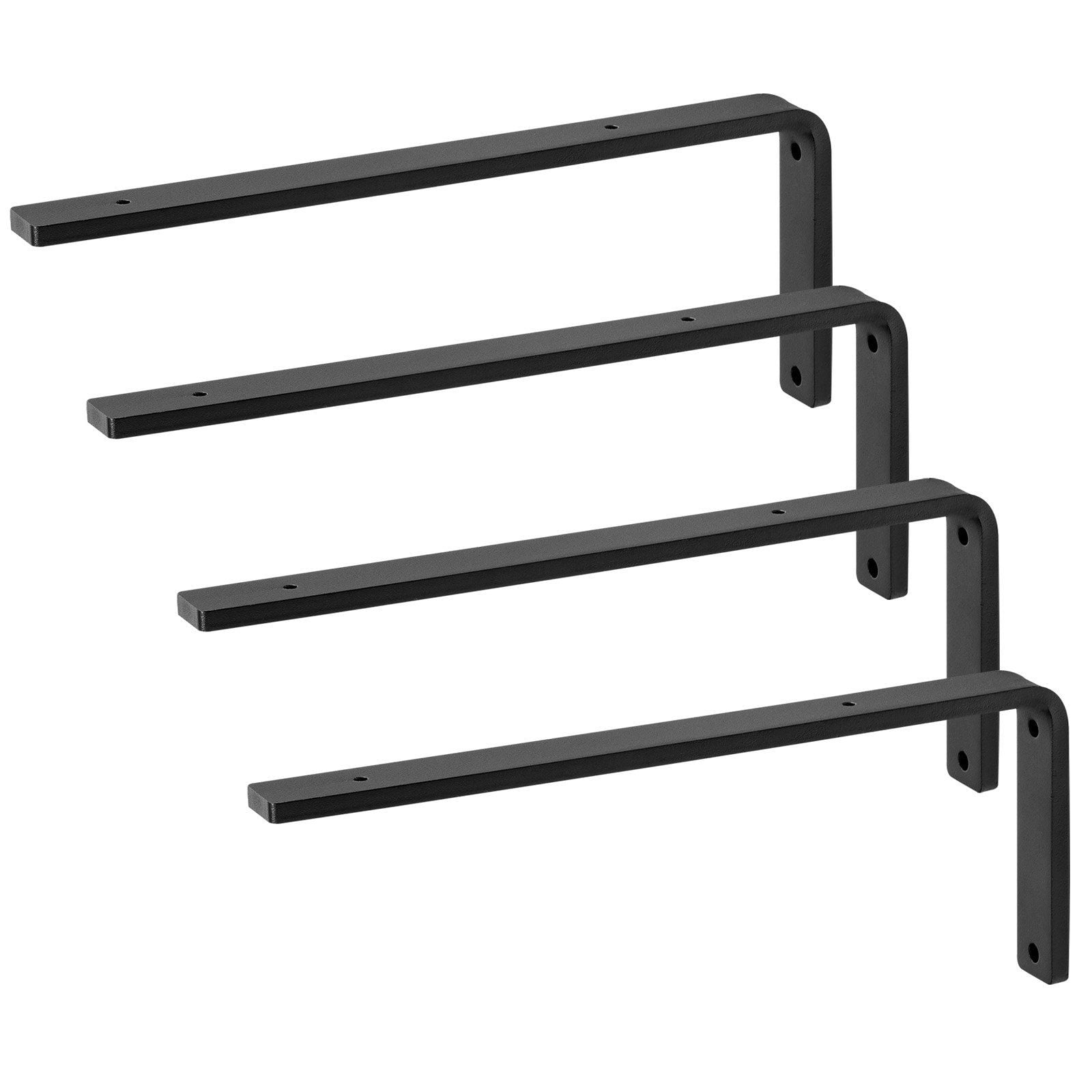 Heavy Duty Floating Shelf Brackets 16x6 Inch 4 Pack Matte Black Steel L ...