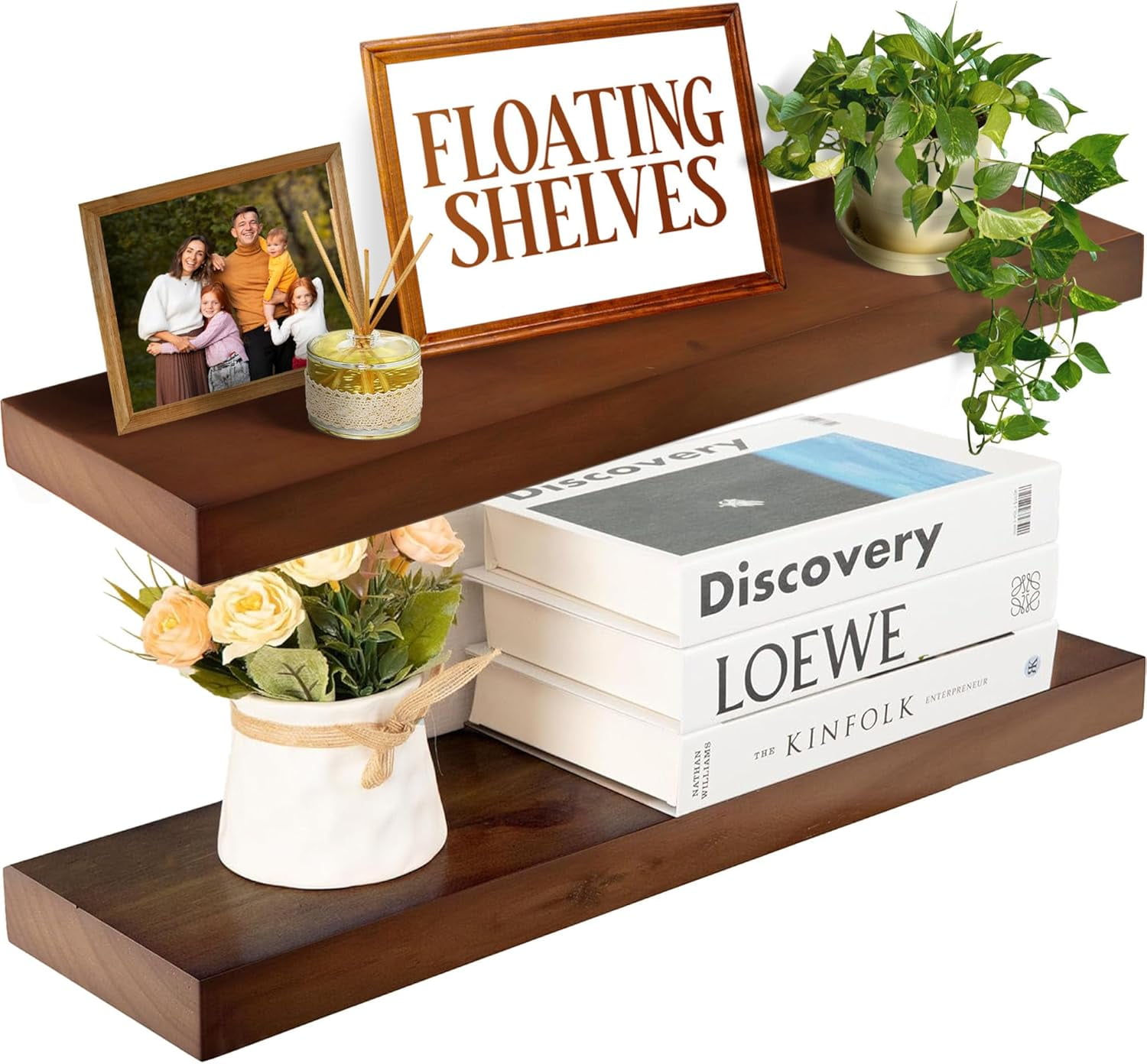 Heavy Duty Floating Shelves for Wall Long - Handmade Natural Wood ...