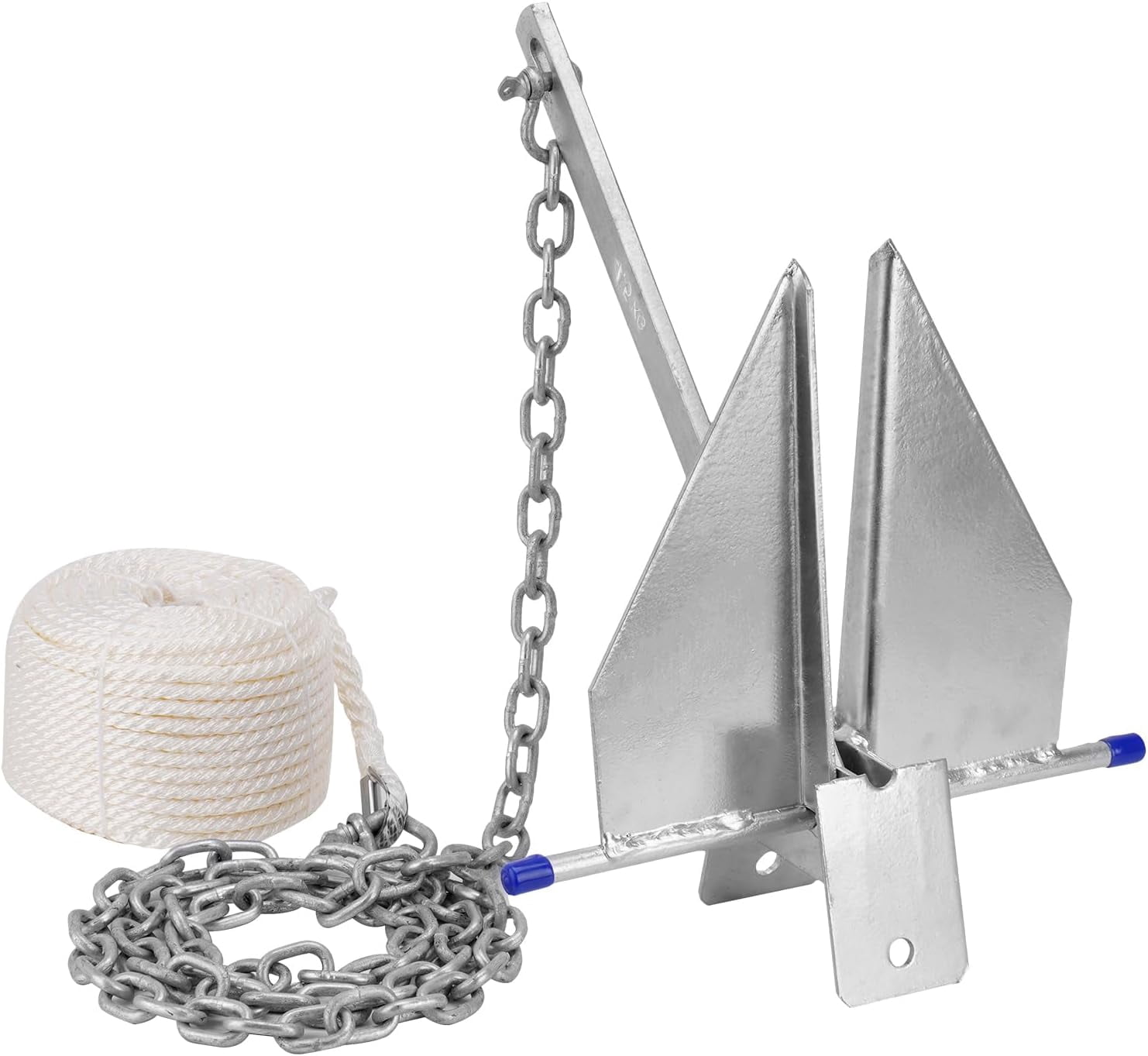 Heavy Duty Fluke Style Boat Anchor Kit with Chain and Rope, 10LB ...