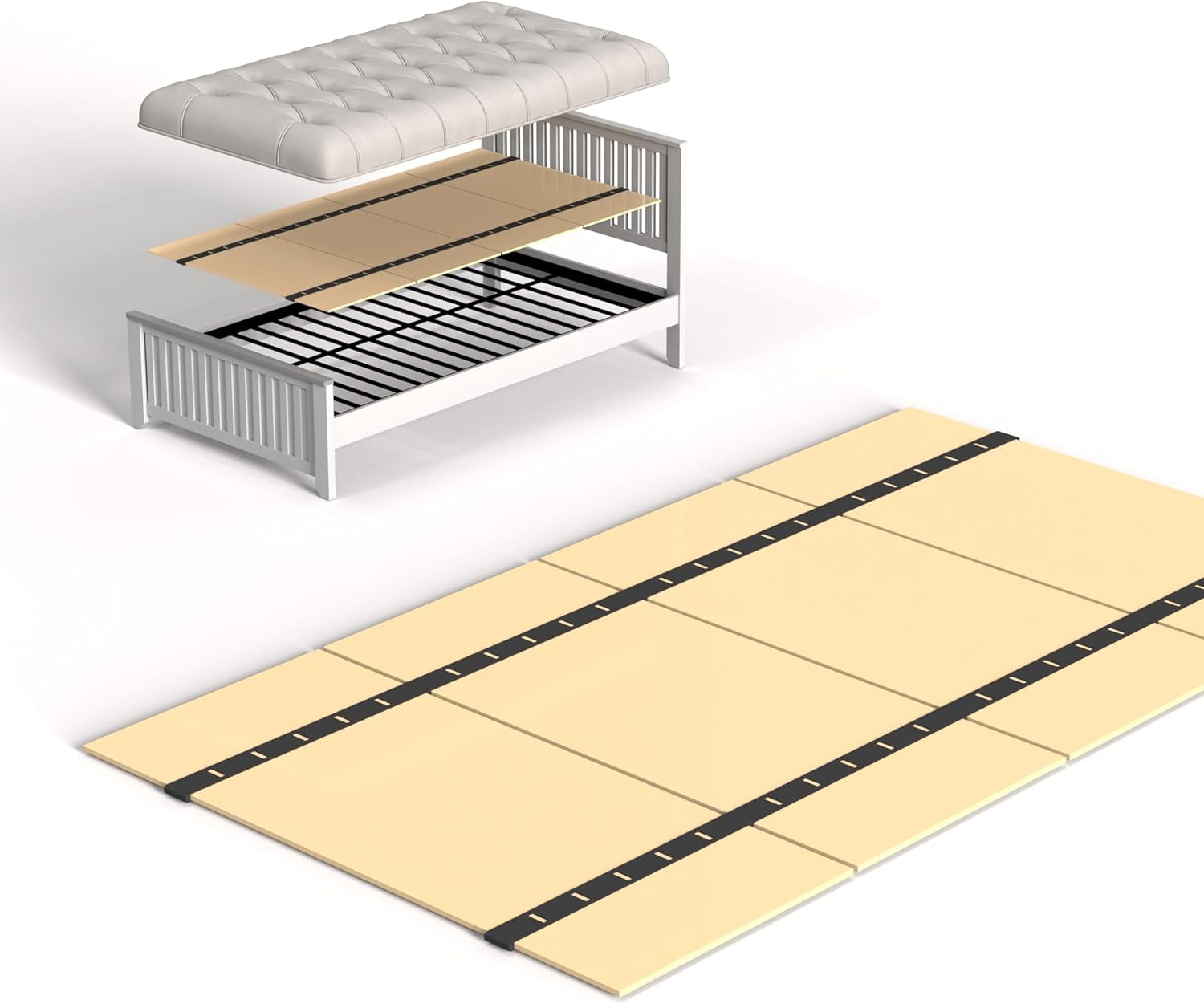 Heavy-Duty Foldable Box Spring – 48"x60" Wood Slat Mattress Support ...