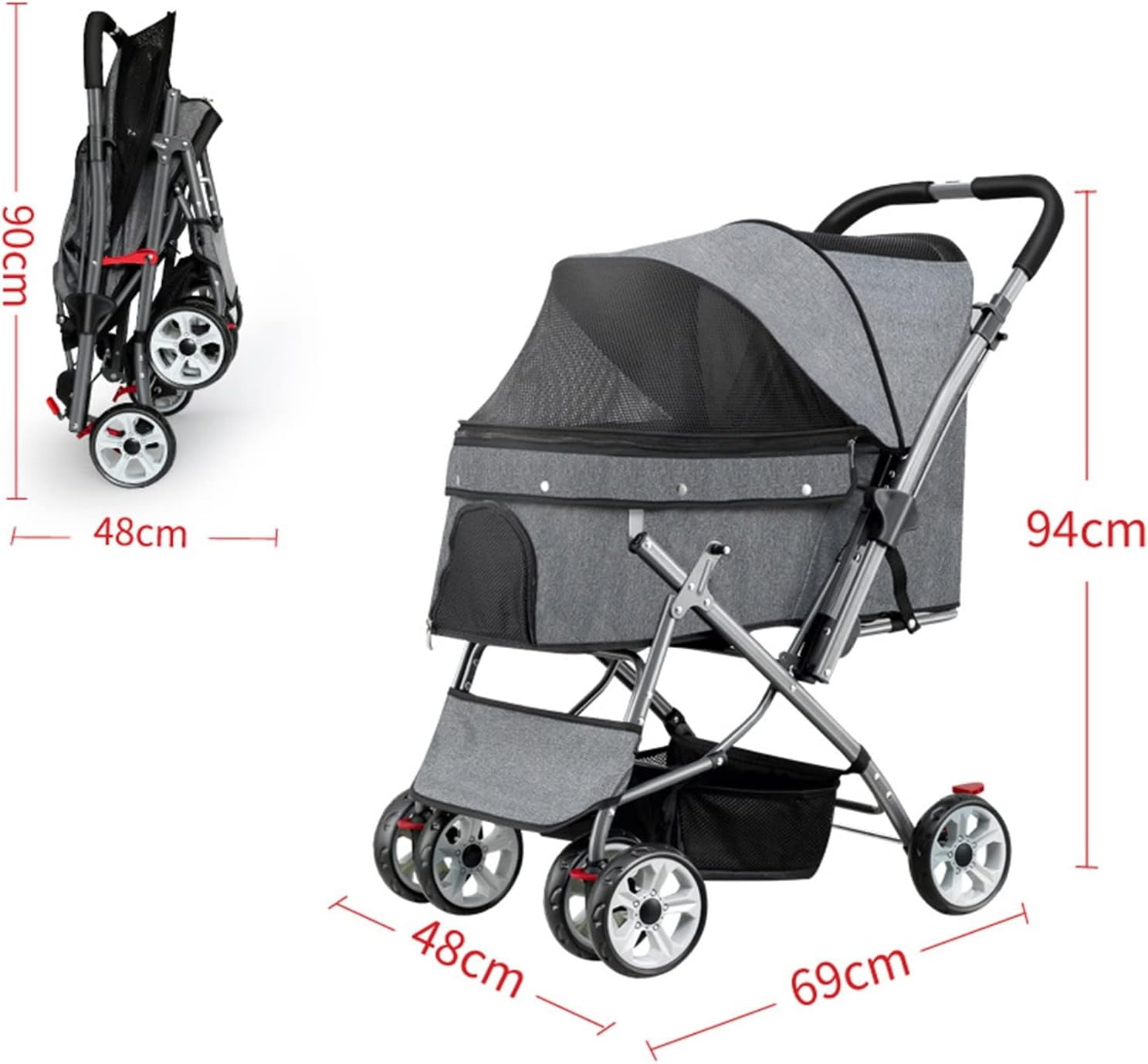 Heavy Duty Foldable Dog Stroller for Large Medium Dogs with Storage ...
