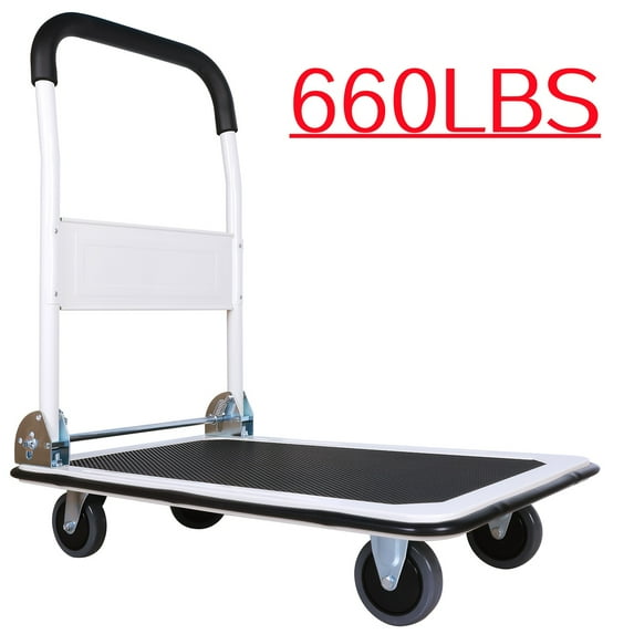 Heavy-Duty Foldable Flatbed Cart with Wide Steel Platform and All ...