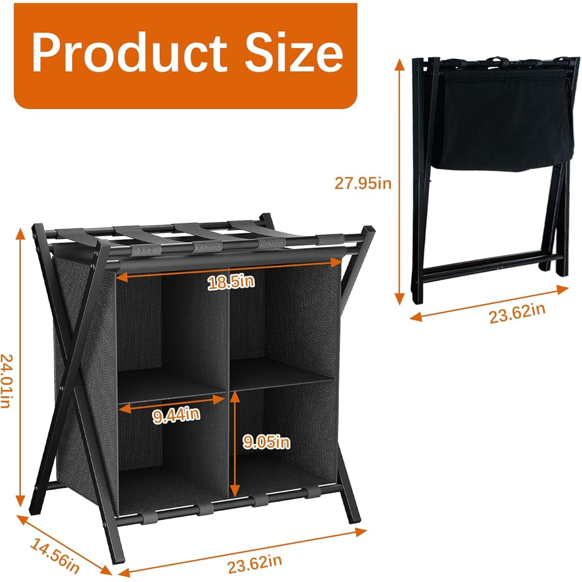 Heavy-Duty Foldable Luggage Rack with 4-Tier Storage Shelf - Space ...
