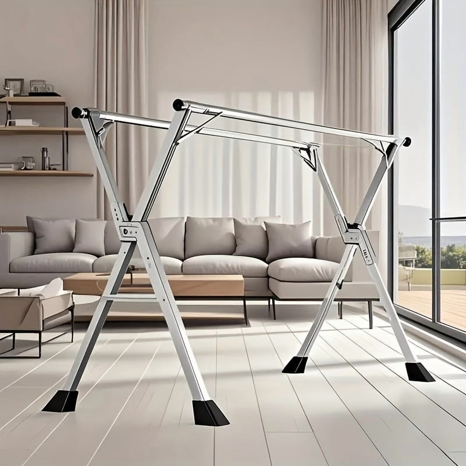 Heavy-Duty Foldable Metal Laundry Drying Rack - Indoor/Outdoor Space ...