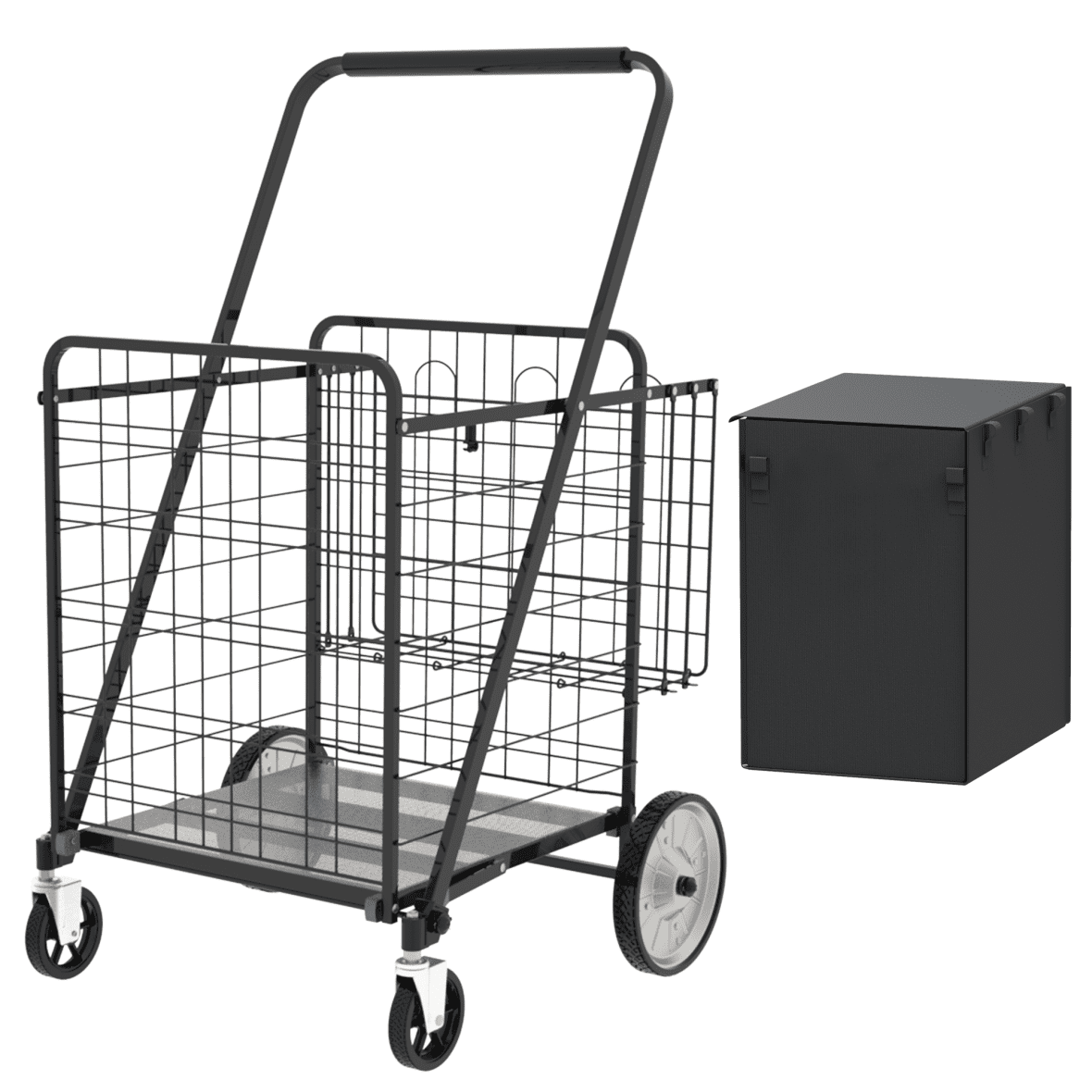 Heavy Duty Foldable Shopping Cart with 360 Degree Swivel Wheels and ...