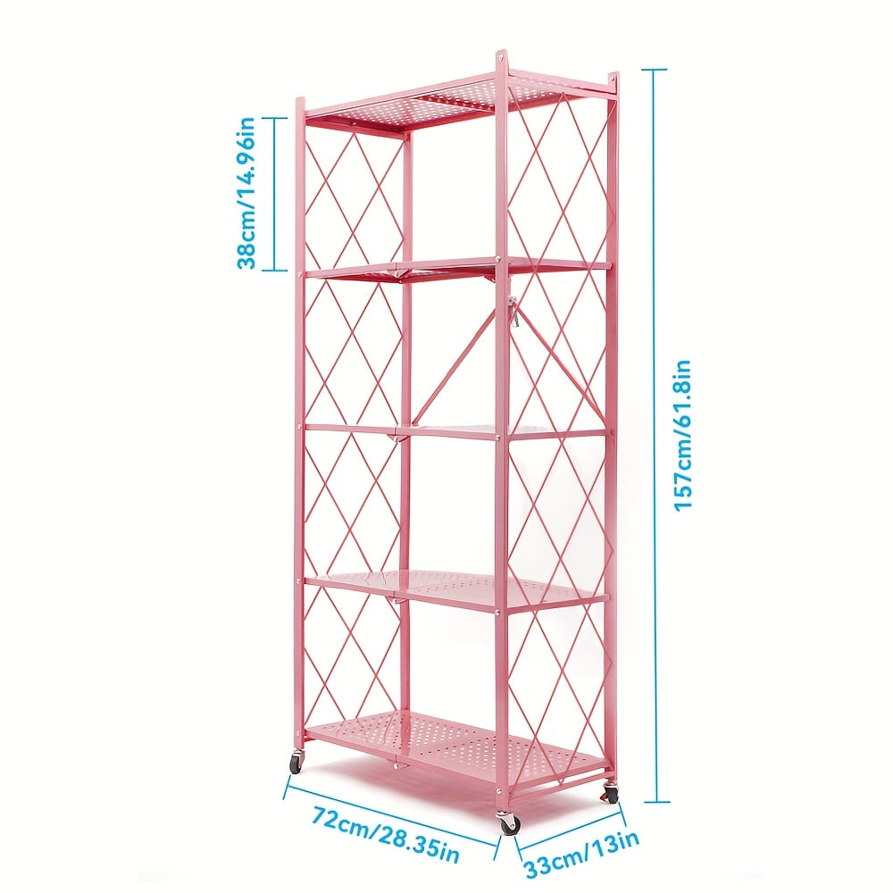 Heavy-Duty Foldable Storage Shelf with Wheels, Lockable & Portable ...