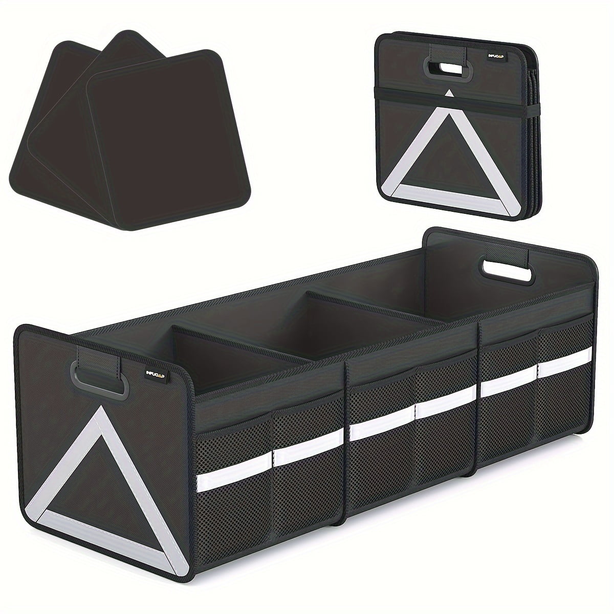 Heavy Duty Foldable Trunk Organizer with Multi Pockets & Reflective ...