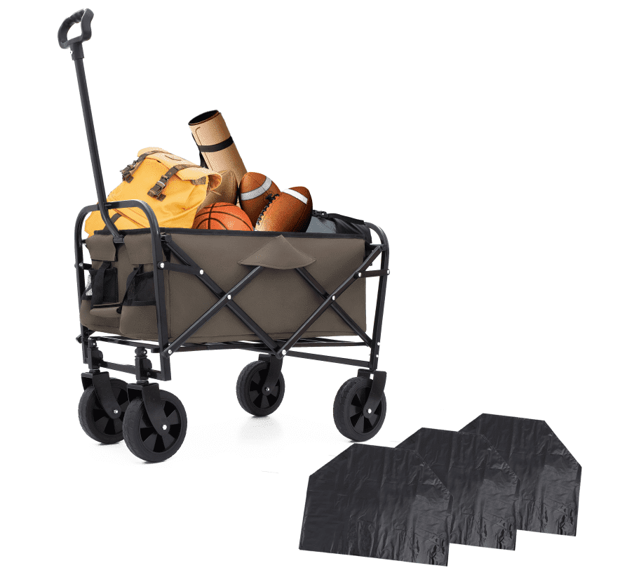 Heavy Duty Foldable Wagon Cart w/ 3 Bags - Beach Camping Grocery ...