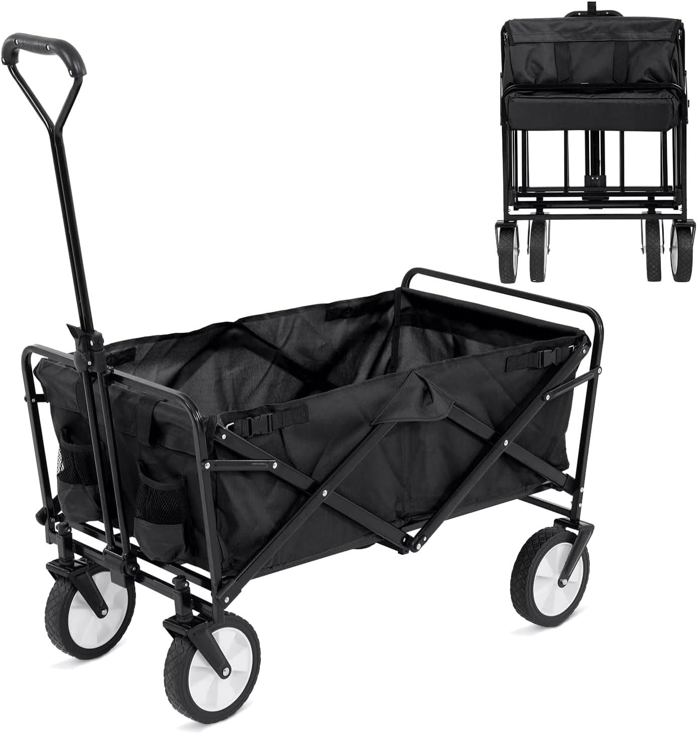 Heavy Duty Foldable Wagon Utility Carts with Wheels Adjustable Handle ...