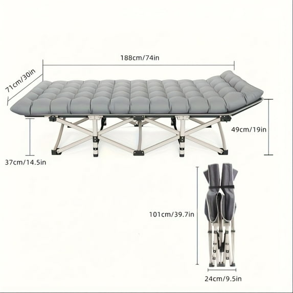Heavy-Duty Folding Bed Measuring 8 to 10 Feet, with a Height of 70.4 to ...