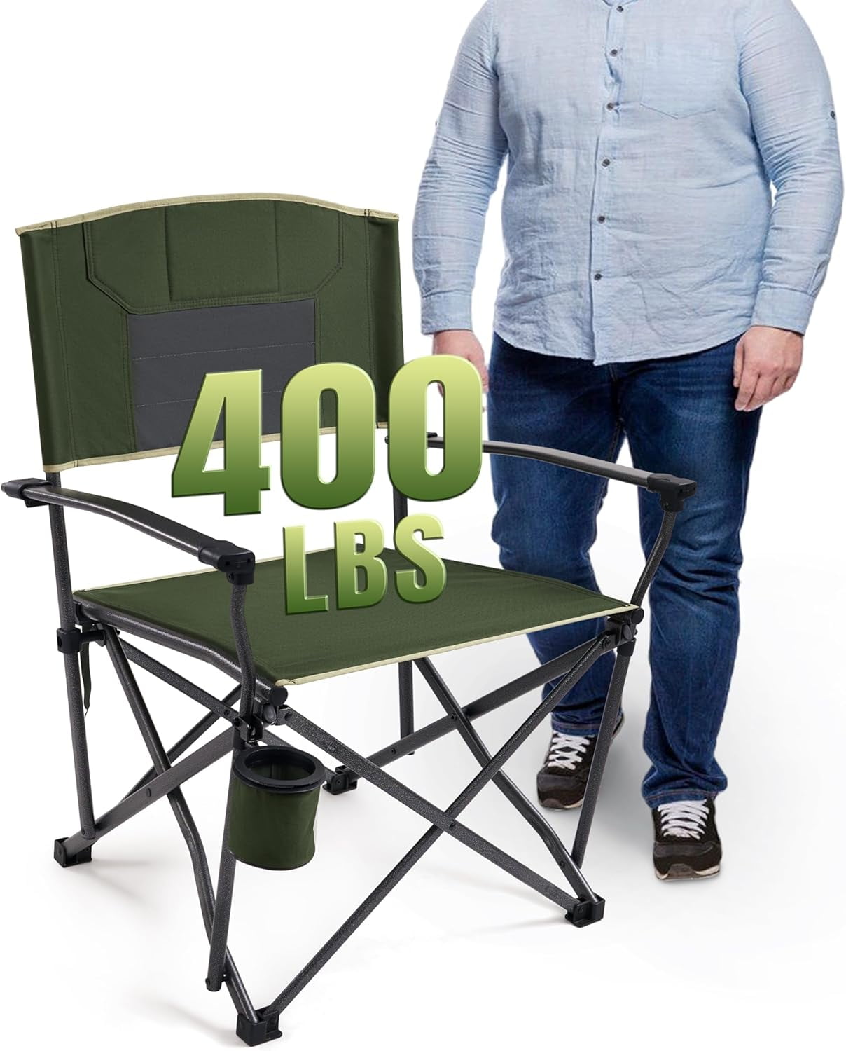 Heavy Duty Folding Camping Chair for Adults Oversized Camping Chairs ...