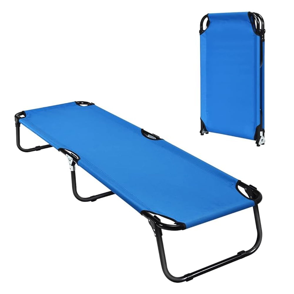 Heavy Duty Folding Camping Cot, Collapsible Bed with Foot Pad, Indoor ...