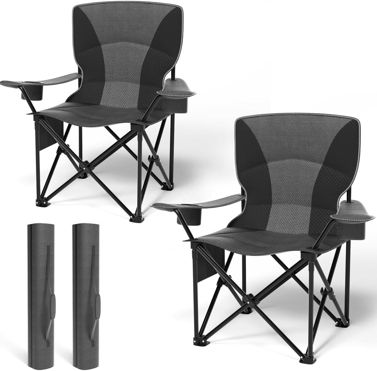 Heavy Duty Folding Chair 500LB Capacity, Oversized Camping Chairs with ...