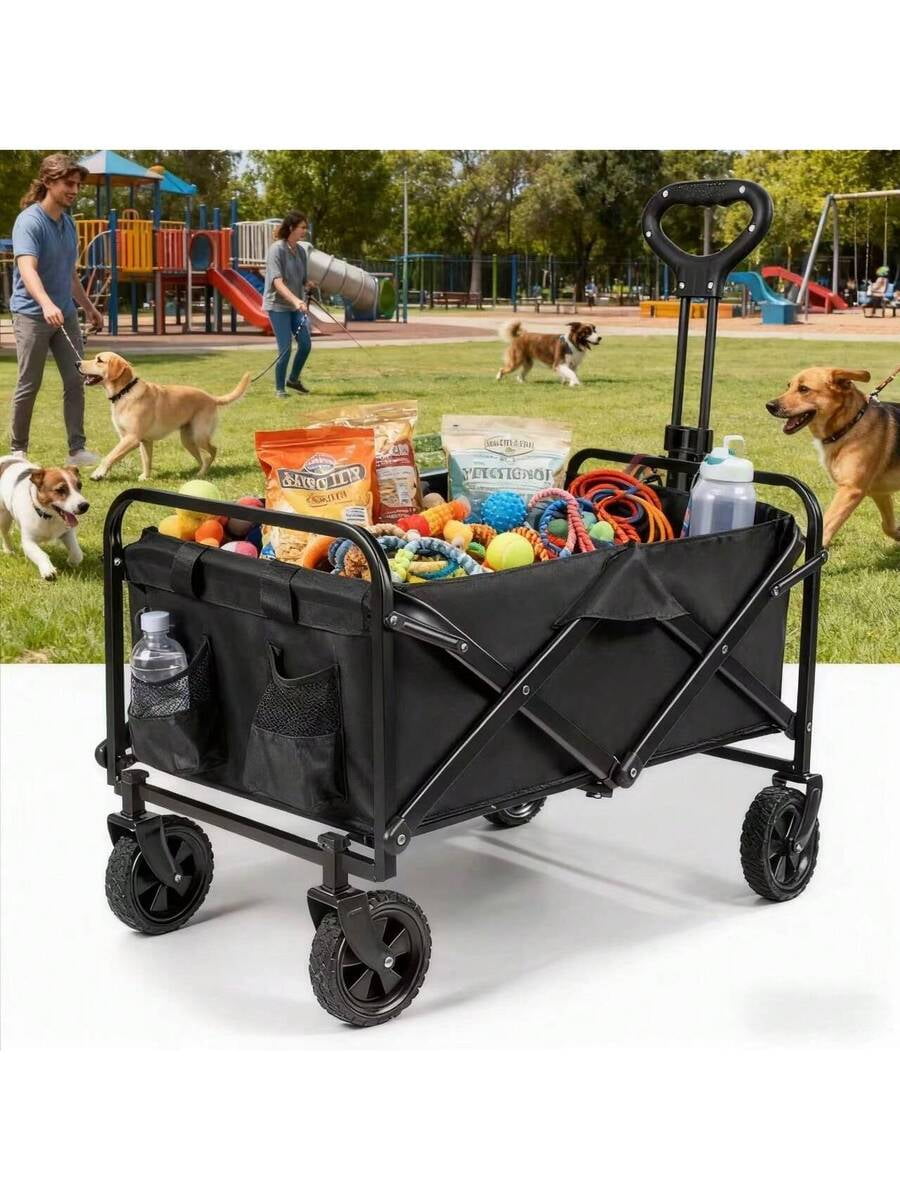 Heavy Duty Folding Garden Cart With All-Terrain Wheels, 450-Pound ...