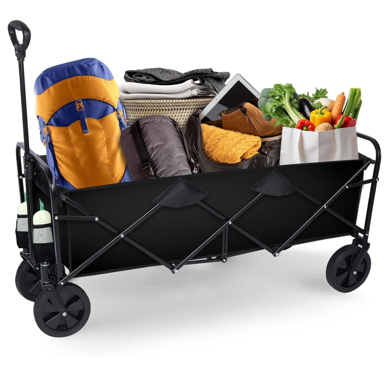 Heavy Duty Folding Portable Hand Cart with Removable Canopy, 8'' Wheels ...