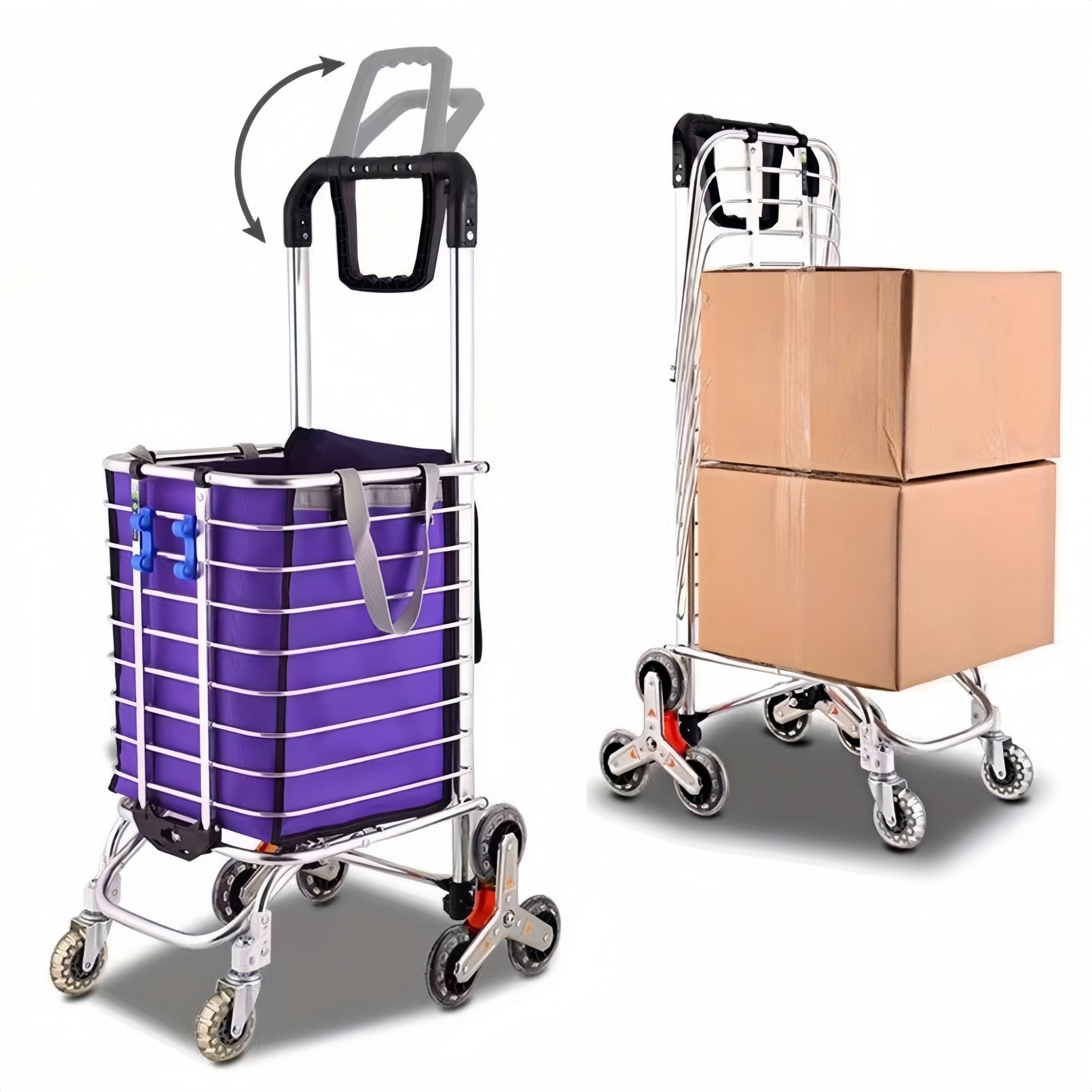 Heavy-Duty Folding Stair-Climbing Cart - All-Terrain Grocery & Cargo ...