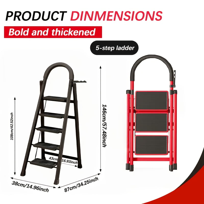 [Heavy-Duty Folding Step Ladder] Heavy-Duty 500 lb Capacity Folding ...