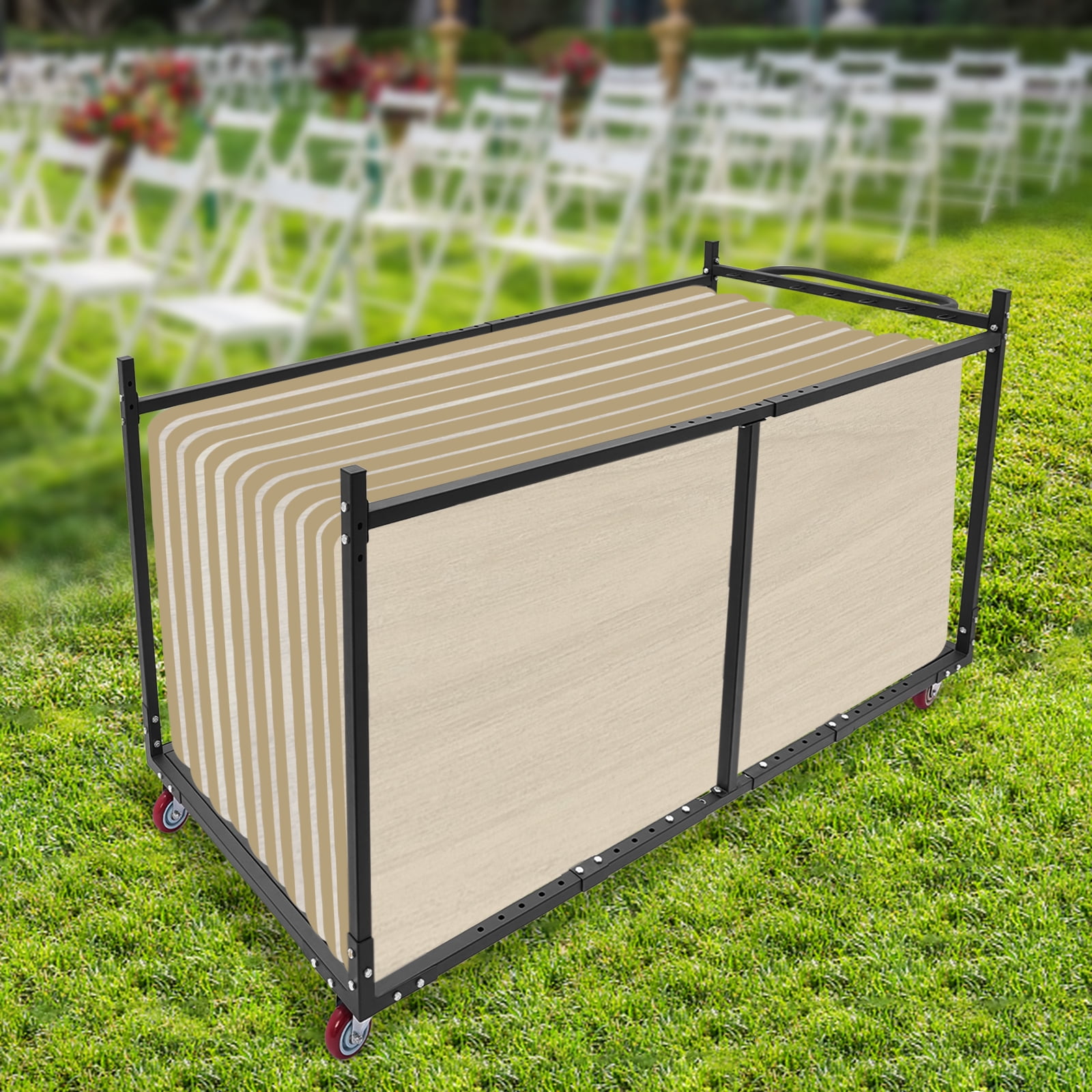 Heavy-Duty Folding Table Cart with Adjustable Size, Q235 Steel ...