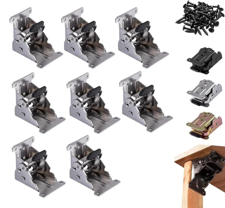 Heavy-Duty Folding Table Leg Brackets with Self-Locking Hinges, 90 ...