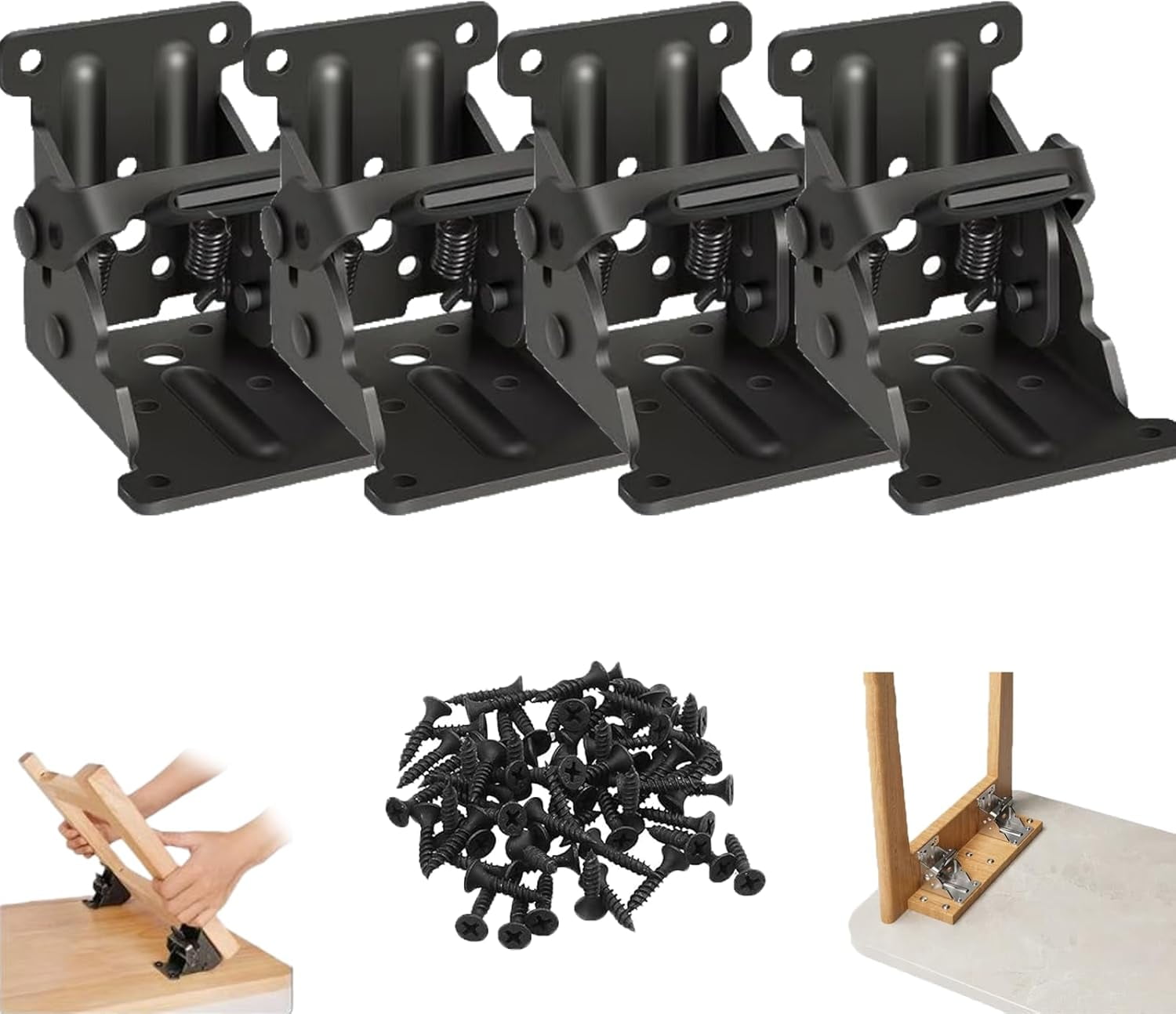 Heavy-Duty Folding Table Leg Brackets with Self-Locking Hinges, Table ...