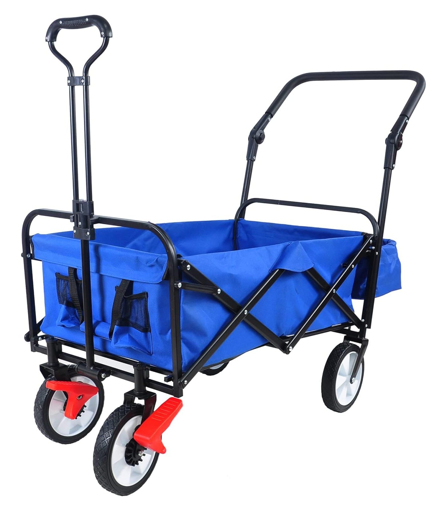 Heavy Duty Folding Wagon with Adjustable Push Pull Handles, Collapsible ...