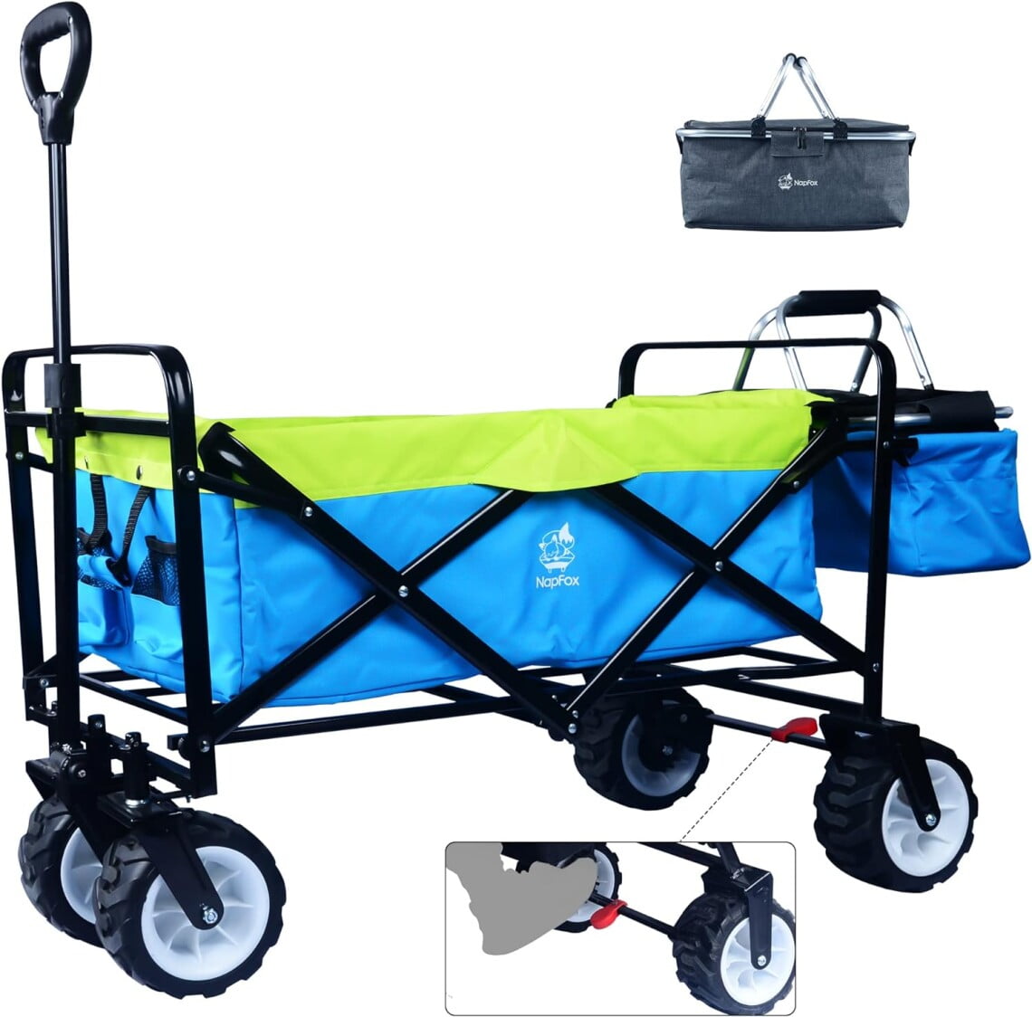 Heavy Duty Folding Wagon Cart Utility Wagon All Terrain Beach Wheels Large Capacity Rolling ...