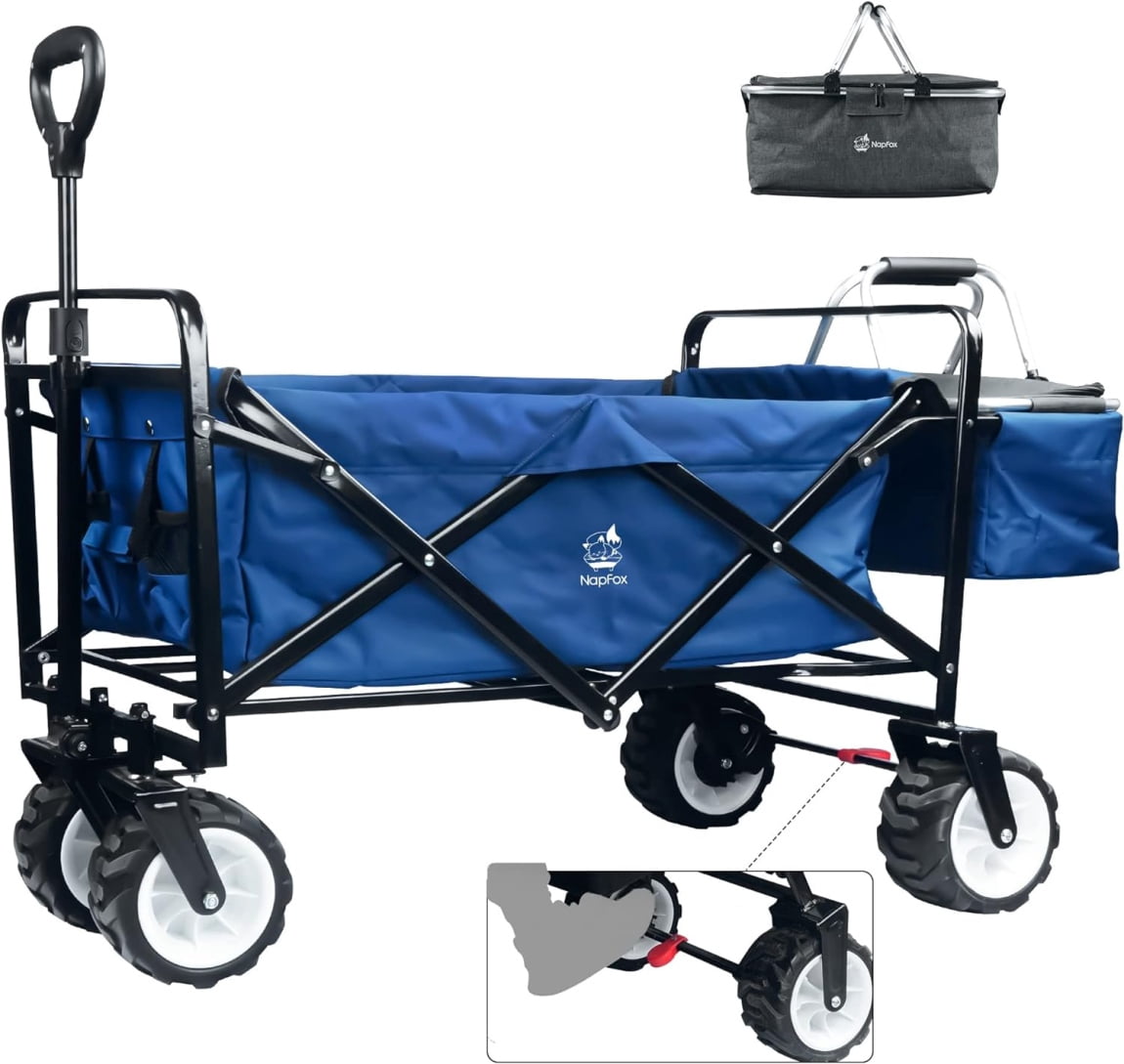 Heavy Duty Folding Wagon Cart Utility Wagon All Terrain Beach Wheels ...