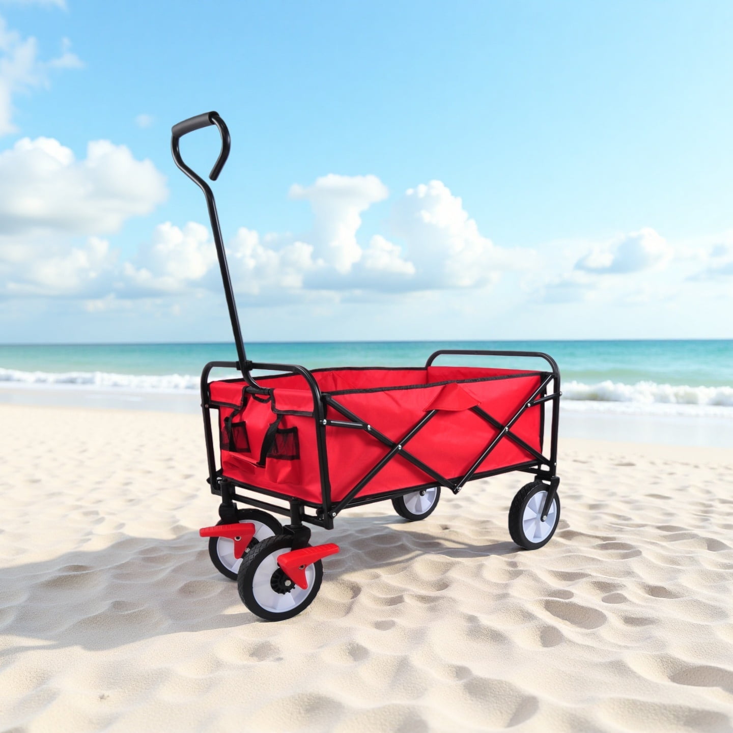 Heavy Duty Folding Wagon Cart with 150LB Capacity, All-Terrain Wheels ...