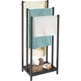 Heavy Duty Free Standing Towel Rack with Metal Storage Shelf, 6 Hooks ...