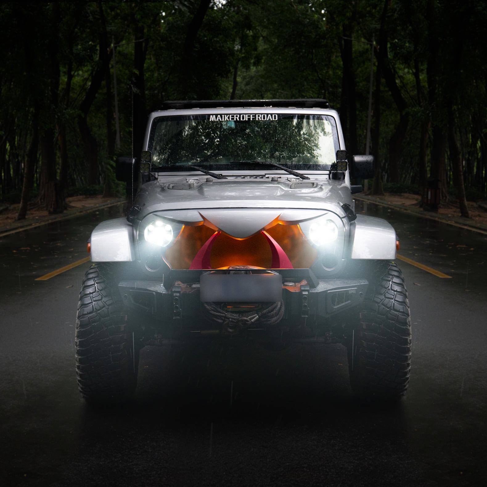 Heavy-Duty Front Grille Guard for Jeep Wrangler JK/JKU 2007-2018 Models ...