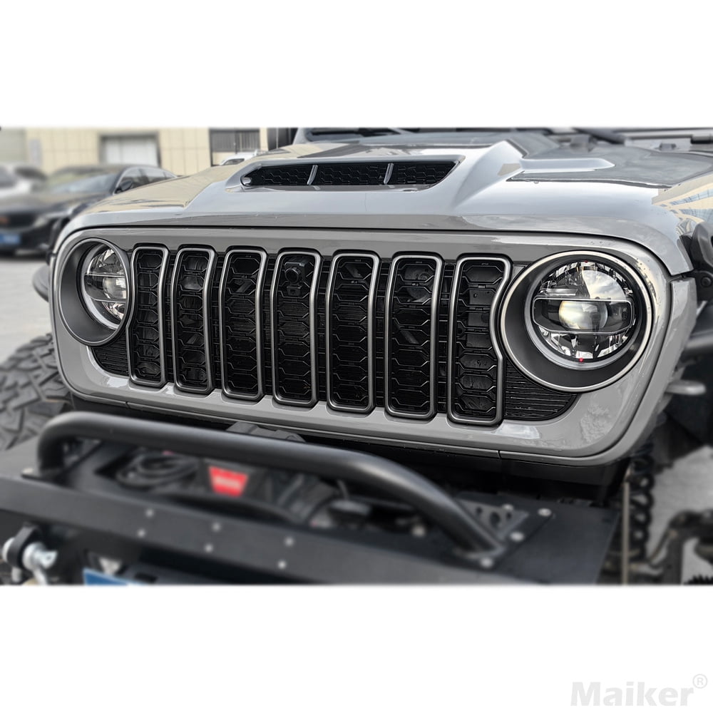 Heavy Duty Front Mesh Grille for 2018-2024 Jeep Wrangler with Camera ...