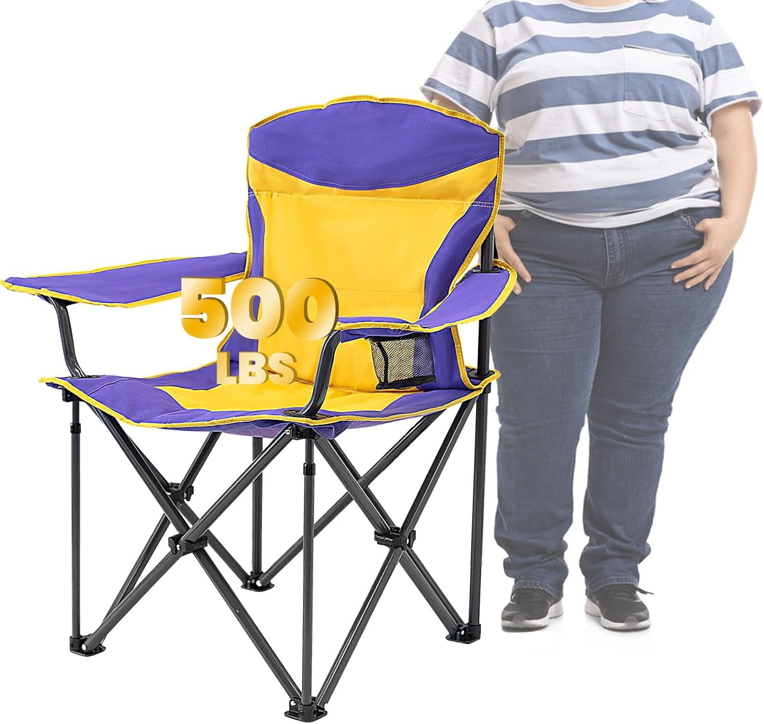 Heavy Duty Fully Padded Camping Chair, Oversize Padded Arm Rest High ...