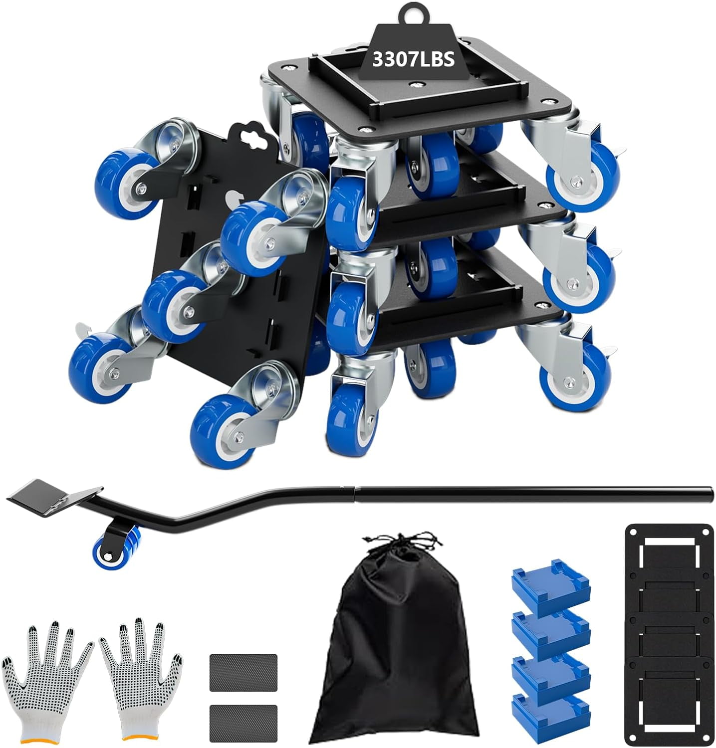 Heavy Duty Furniture Dolly with Baffle, 3307lbs.Load Capacity,5 Wheel ...