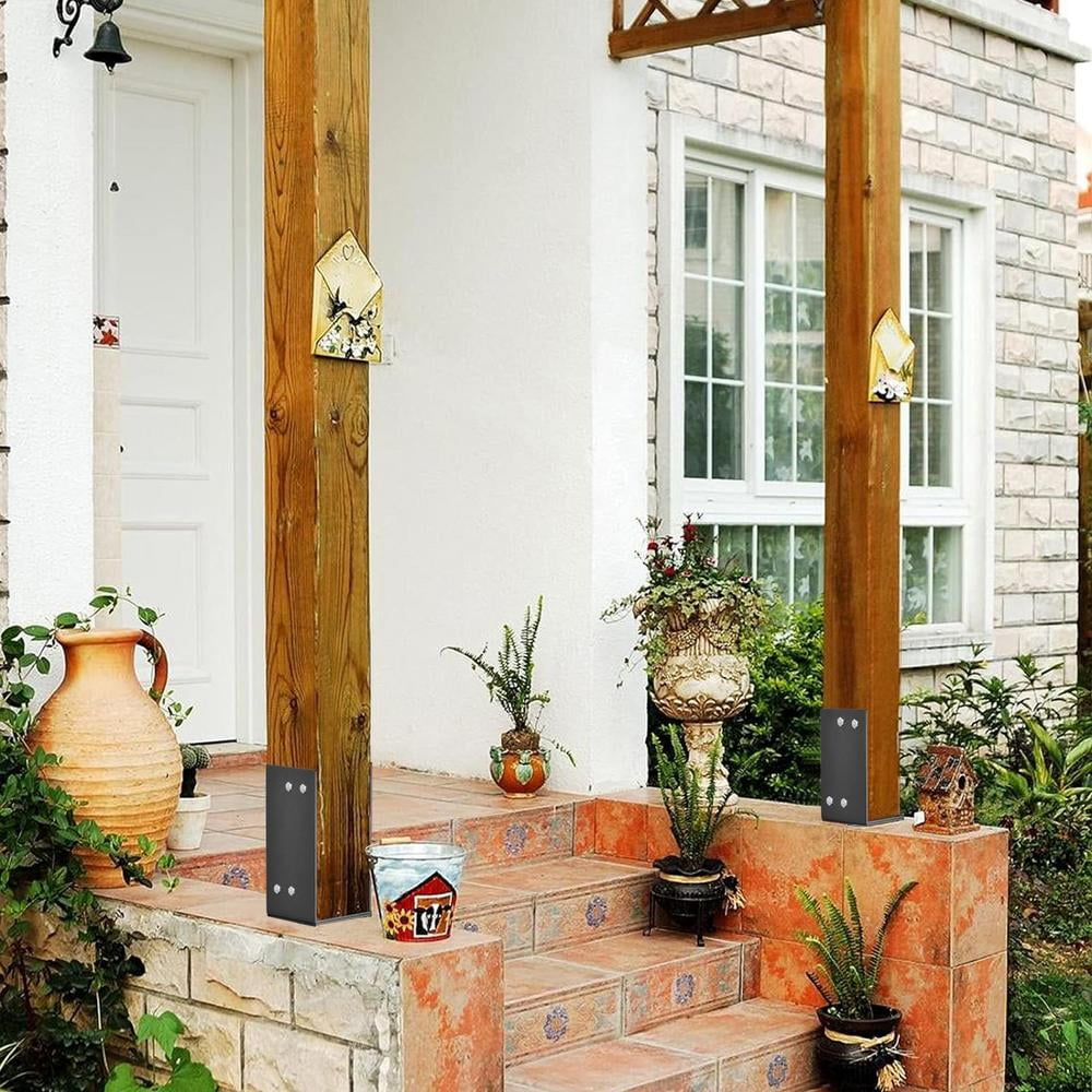 Heavy-Duty Galvanized Steel U-Shaped Deck Post Base, 4-Piece Set for ...