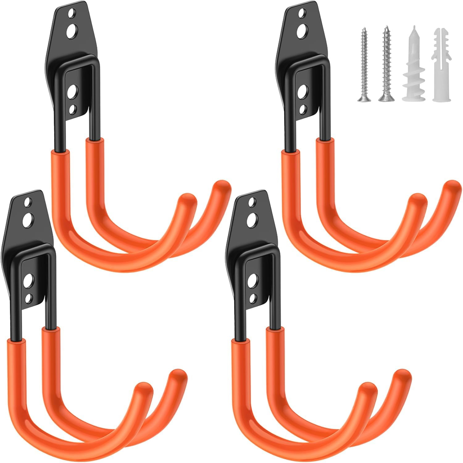 Heavy Duty Garage Hooks 4 Pack, J Shaped Hanger, Wall Mounted Storage ...