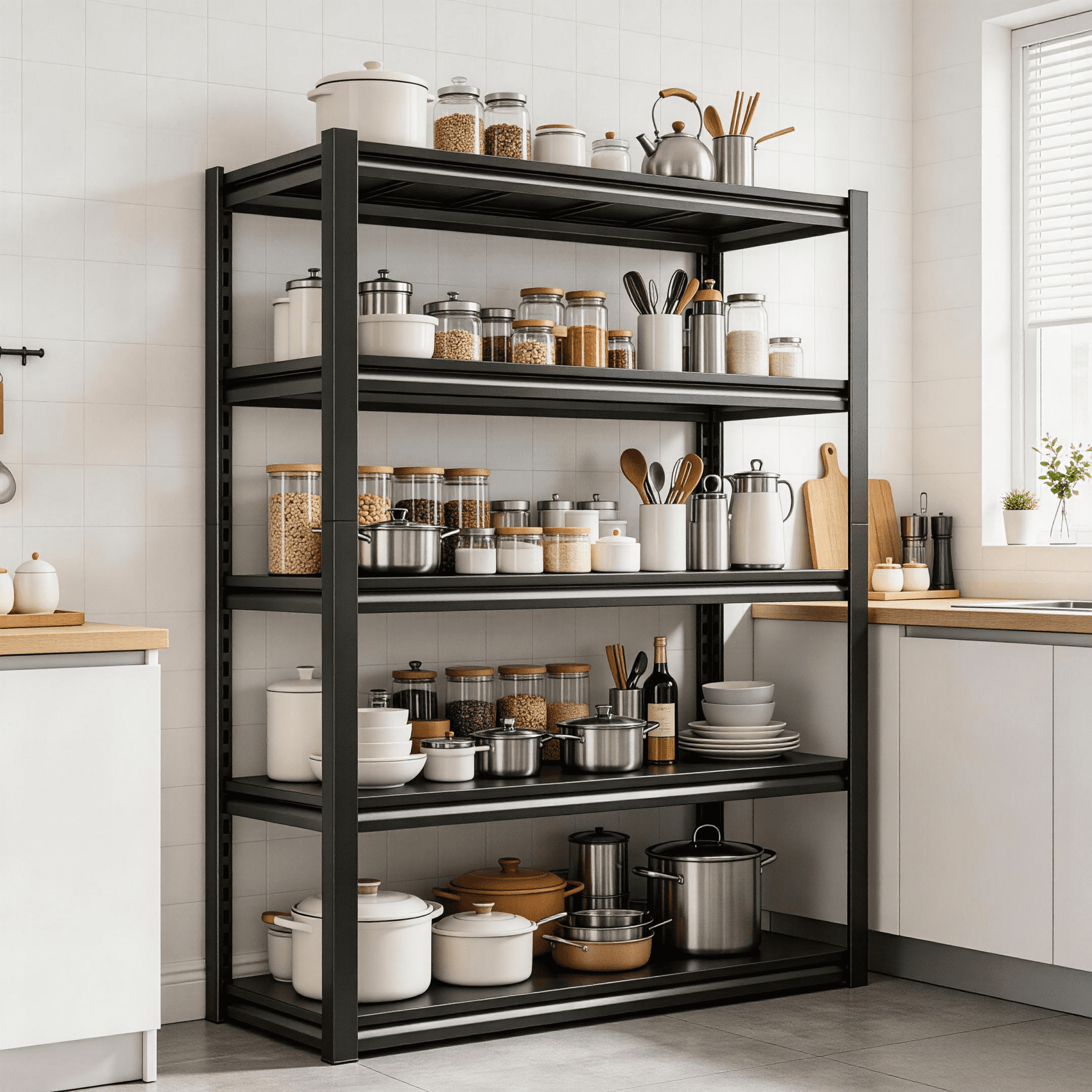 Heavy Duty Garage & Kitchen Storage Shelves,3000LBS Capacity Adjustable ...