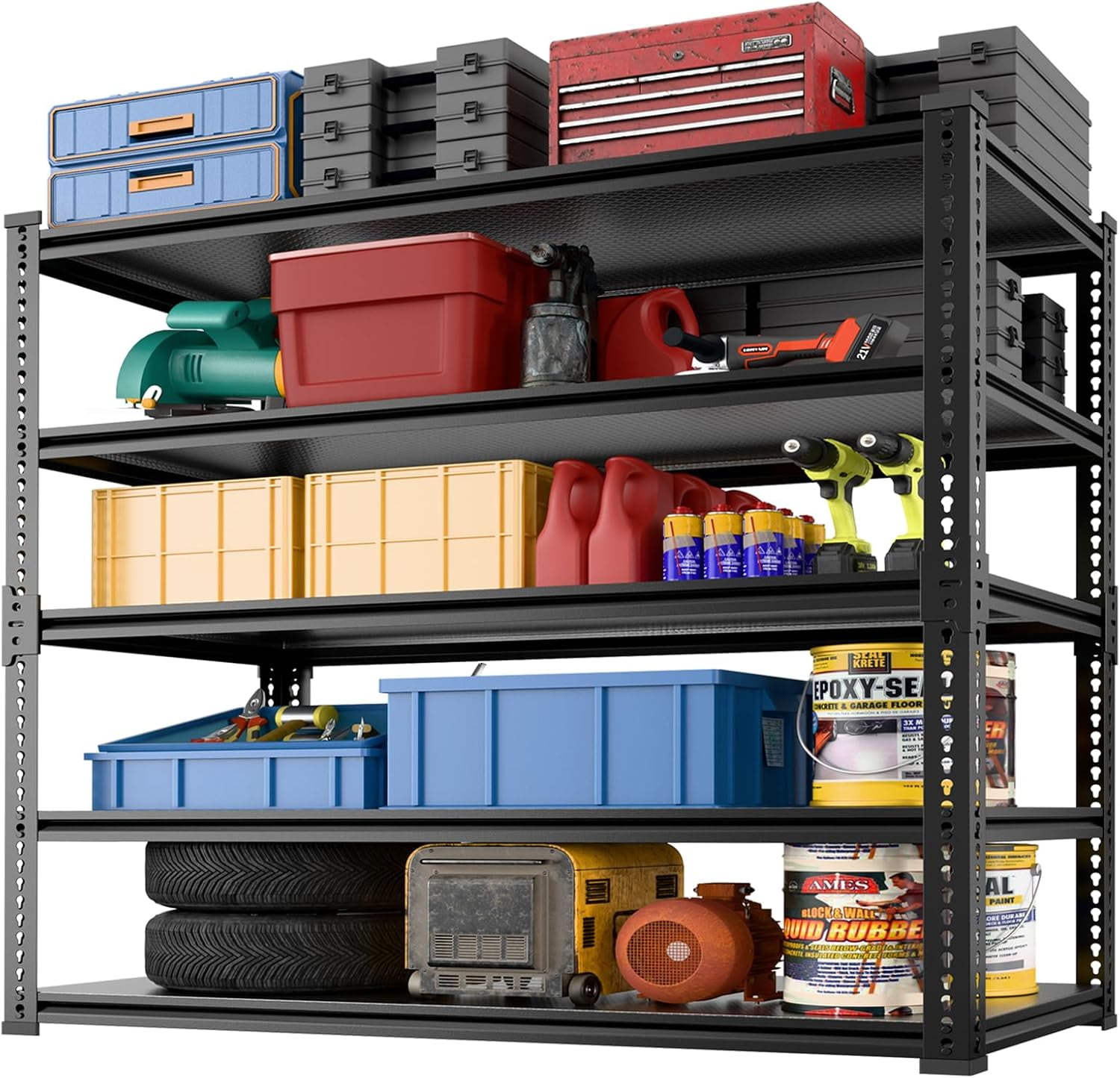 Heavy Duty Garage Shelving 3000lbs Capacity - Adjustable 5-Tier ...