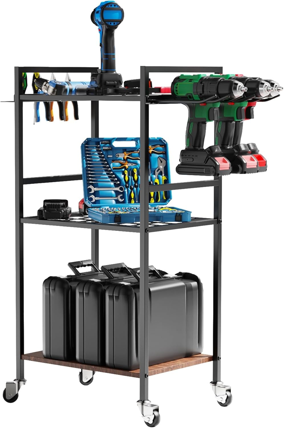 Heavy Duty Garage Tools Organizer Cart,3-Tier Rolling Utility Tool ...