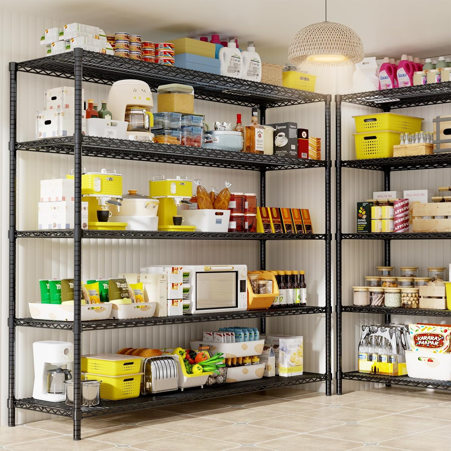 Heavy Duty Garage Wire Shelving, 2PCS 60" L x 24" x 82" H Industrial ...