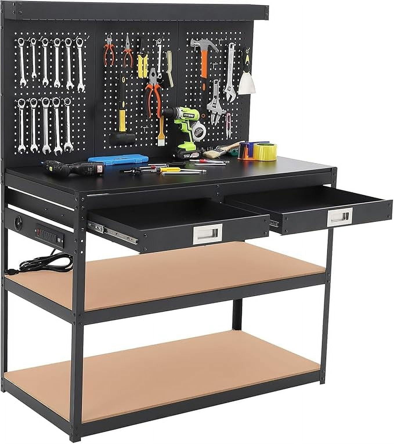 Heavy Duty Garage Workbench – 1000 lbs Capacity with Pegboard, Drawers ...