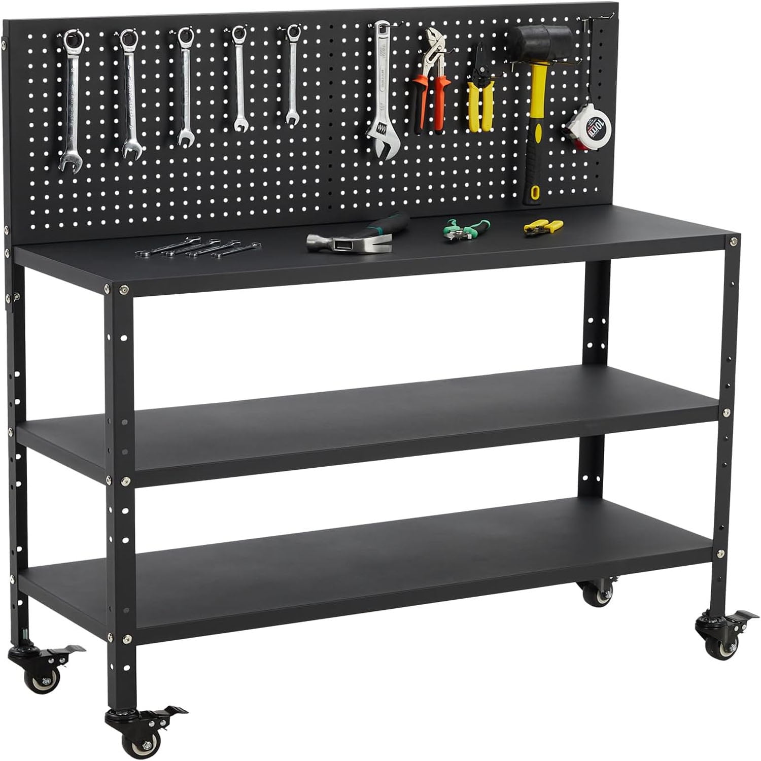 Heavy Duty Garage Workbench with Pegboard,32" Adjustable Garage ...