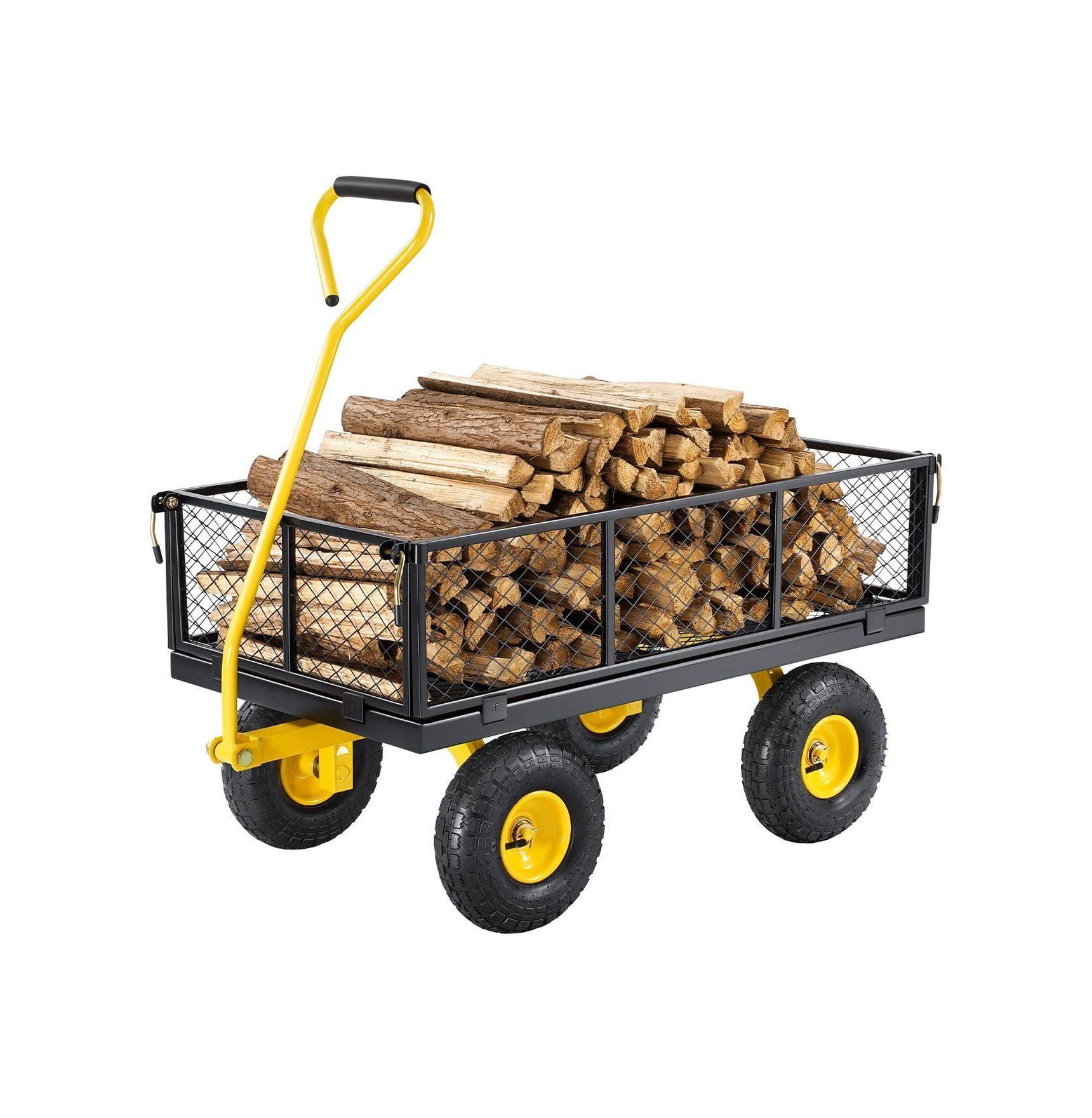 Heavy Duty Garden Cart 900 Lbs, Steel Wagon with 10" Tires & Rotating ...