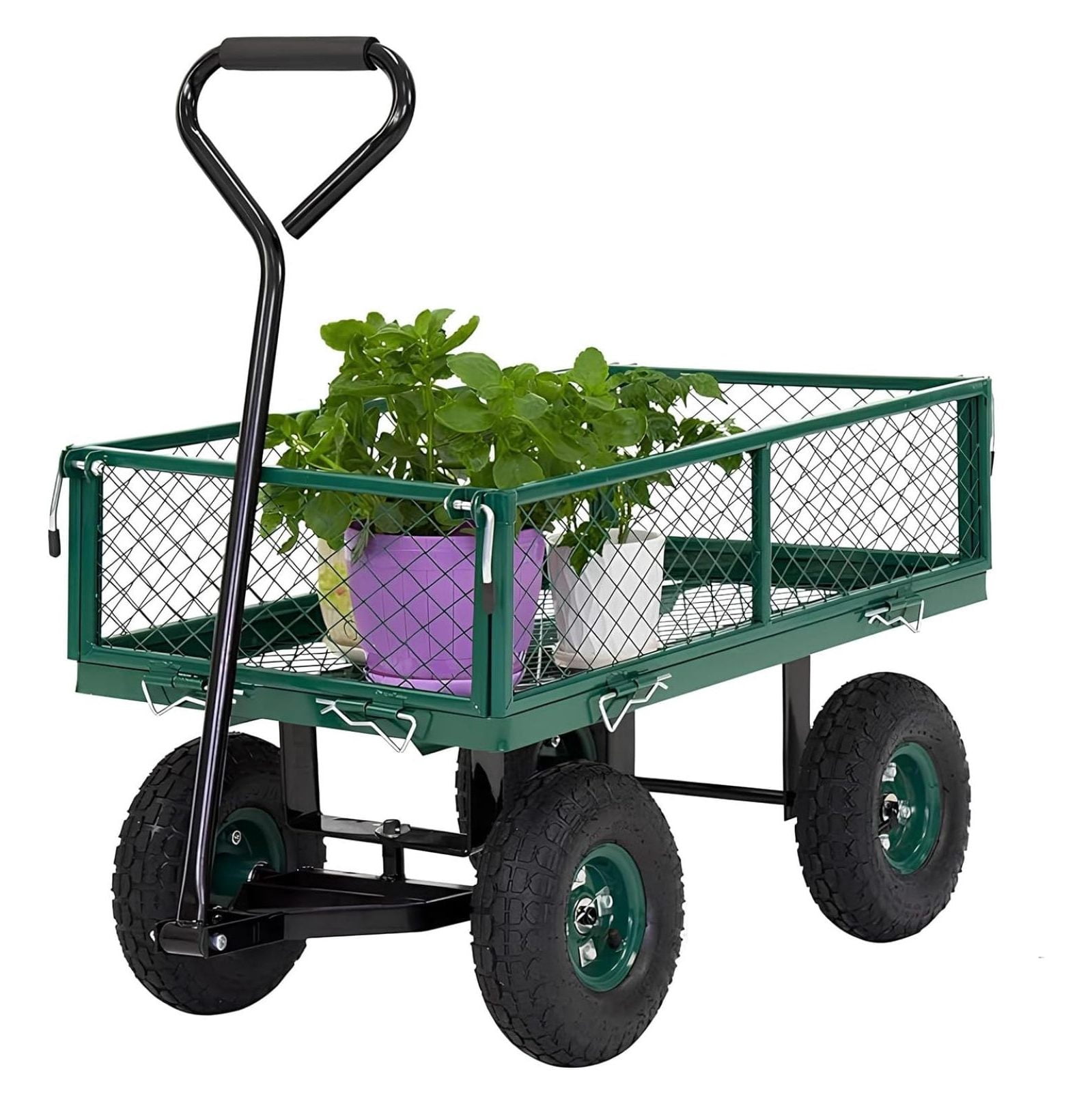 Heavy Duty Garden Cart Yard Dump Cart with Removable Mesh Sides&180 ...