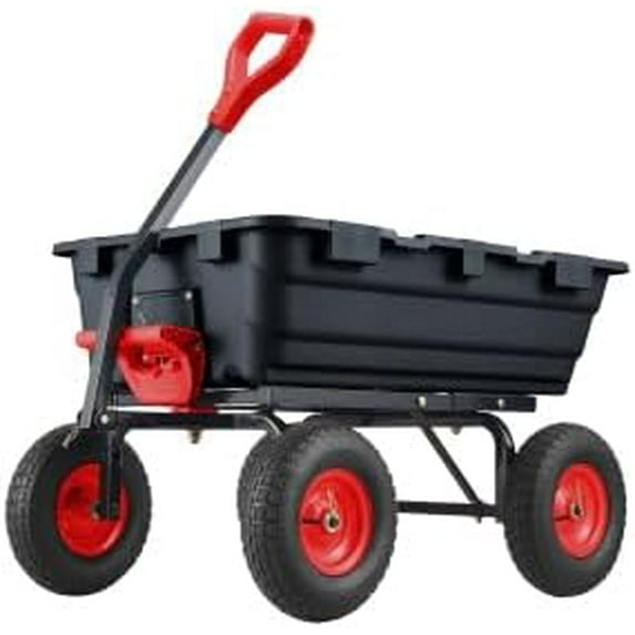 Heavy Duty Garden Dump Cart, 800 Lbs Capacity Poly Utility Cart with ...