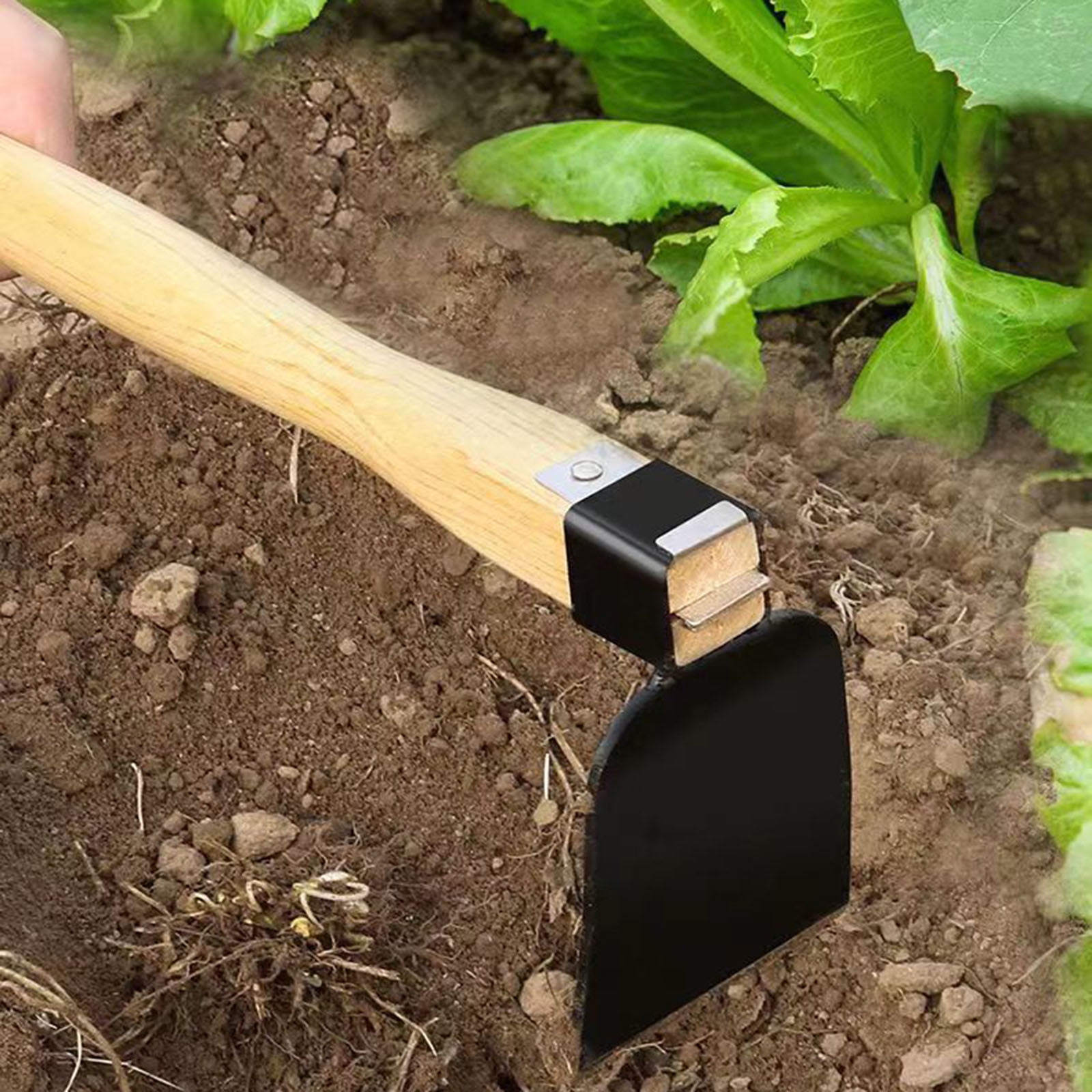 Heavy Duty Garden Hoe Tool - 15 Inch Digging & Weeding Hoe with Wooden ...