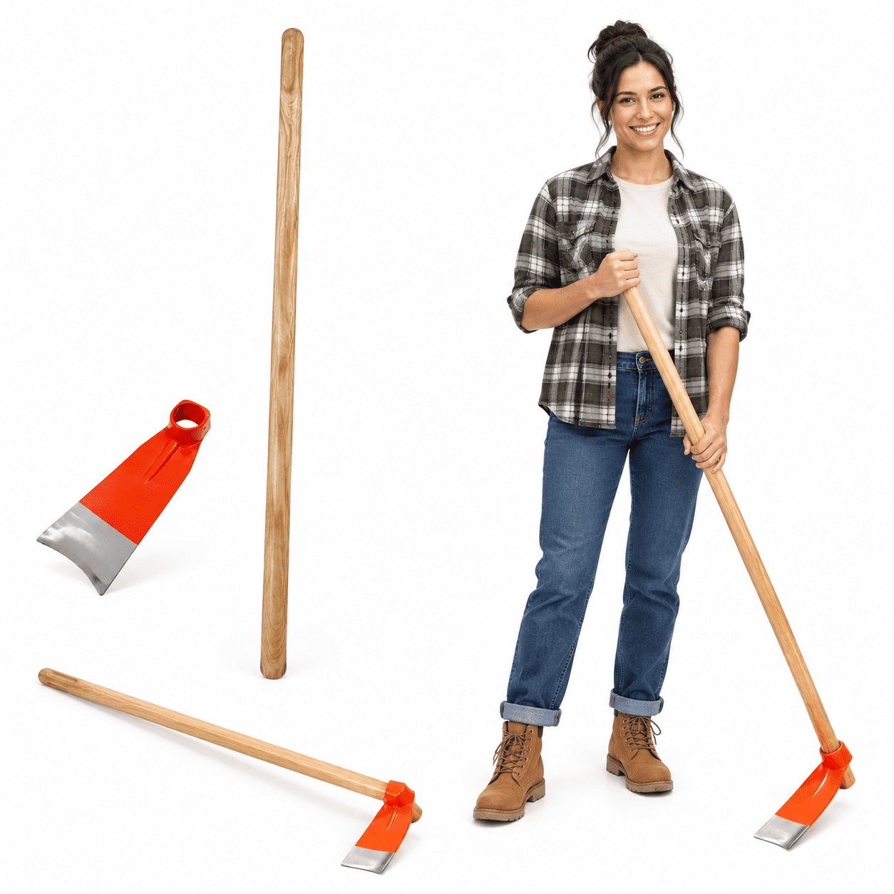 Heavy Duty Garden Hoe With 55inch Handle Kit Tools For Soil Digging ...
